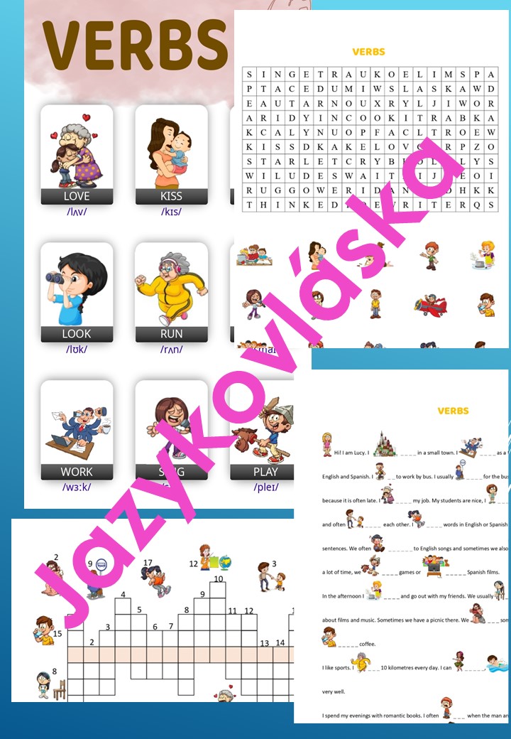 Basic verbs krížovky a obrázkové čítanie - Anglický jazyk | UčiteliaUčiteľom.sk